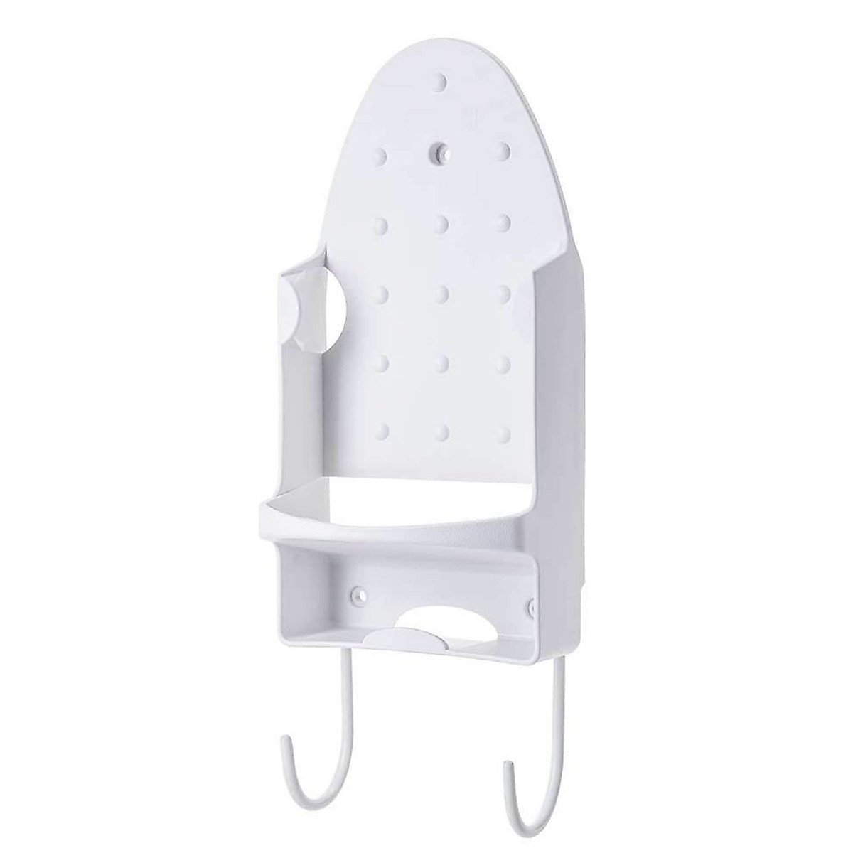 Iron Board Wall Mount, Wall Mount Ironing Boards, Iron Holder Wall Mounted Heat Resistant Widened Electric Iron Organizer with Hooks for Closet Hotel White