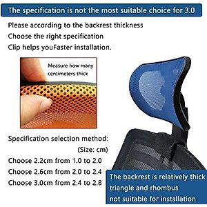 Chair Headrest Pillow Attachment Office Chair Mesh Head Rest Black Mesh Nylon Frame Head Support Cushion Clip Universal Adjustable Height Head Elastic Pillow,Headrest Only (Black, 2.6 Fixing Clips)