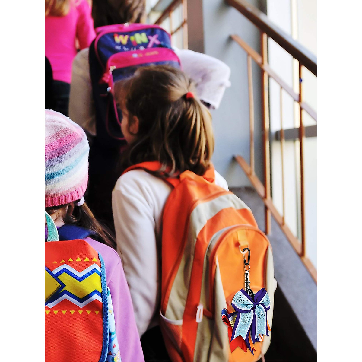 2 Pieces Paracord Cheer Bows Holder Paracord Keychain for Teen Girls Cheerleader Sports