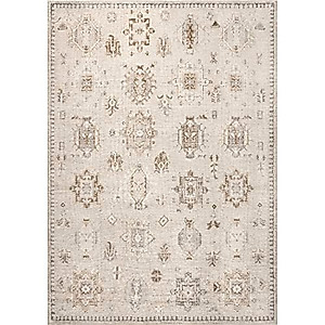 nuLOOM Krystin Machine Washable Distressed Area Rug, 4' x 6', Beige