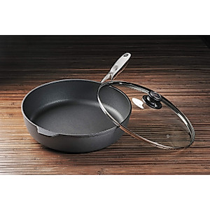 Swiss Diamond 5.8 Quart, 12.5 Inch Saute Pan HD Nonstick Includes Lid and Stainless Steel Handle, PFOA Free, Dishwasher and Oven Safe Skillet, Grey