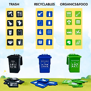 Tmgooyier Large Wooden Garbage Truck Toy for 4 5 6 7 Years Old Boys, Waste Management Recycling Trash Truck Toy Set with 3 Bucket Trash Cans Toy for Boys Girls Toddlers