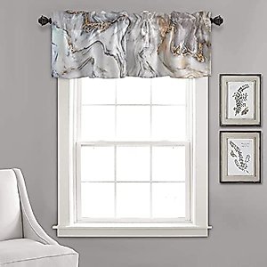 Crystal Emotion Window Curtains Vanlance Rod Pocket Curtain Drapery for Living Room Kitchen Bathroom, Wild Marble, Soft&Washable Small Window Treatment Valances, Abstract, 1 Panel, 54x18inch