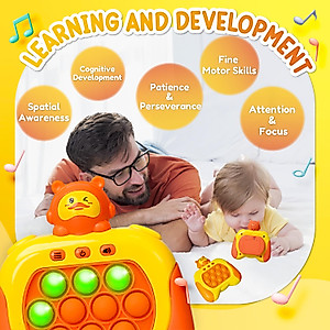Marlo & Buzz Quick Push Toy with Popit Game Controller, Pop Fidget Animal with LED Electronic Popper - Improve Kids Reaction Speed and Reflexes, Fast Bubble Light Toy, Pocket Game
