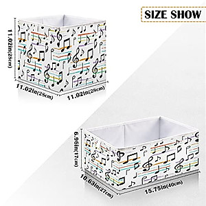 Kigai Music Notes Cube Storage Bins - 11x11x11 in Large Foldable Cubes Organizer Storage Basket for Home Office, Nursery, Shelf, Closet