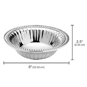 Wilton Armetale Flutes and Pearls Round Snack Bowl, 8-Inch, Silver