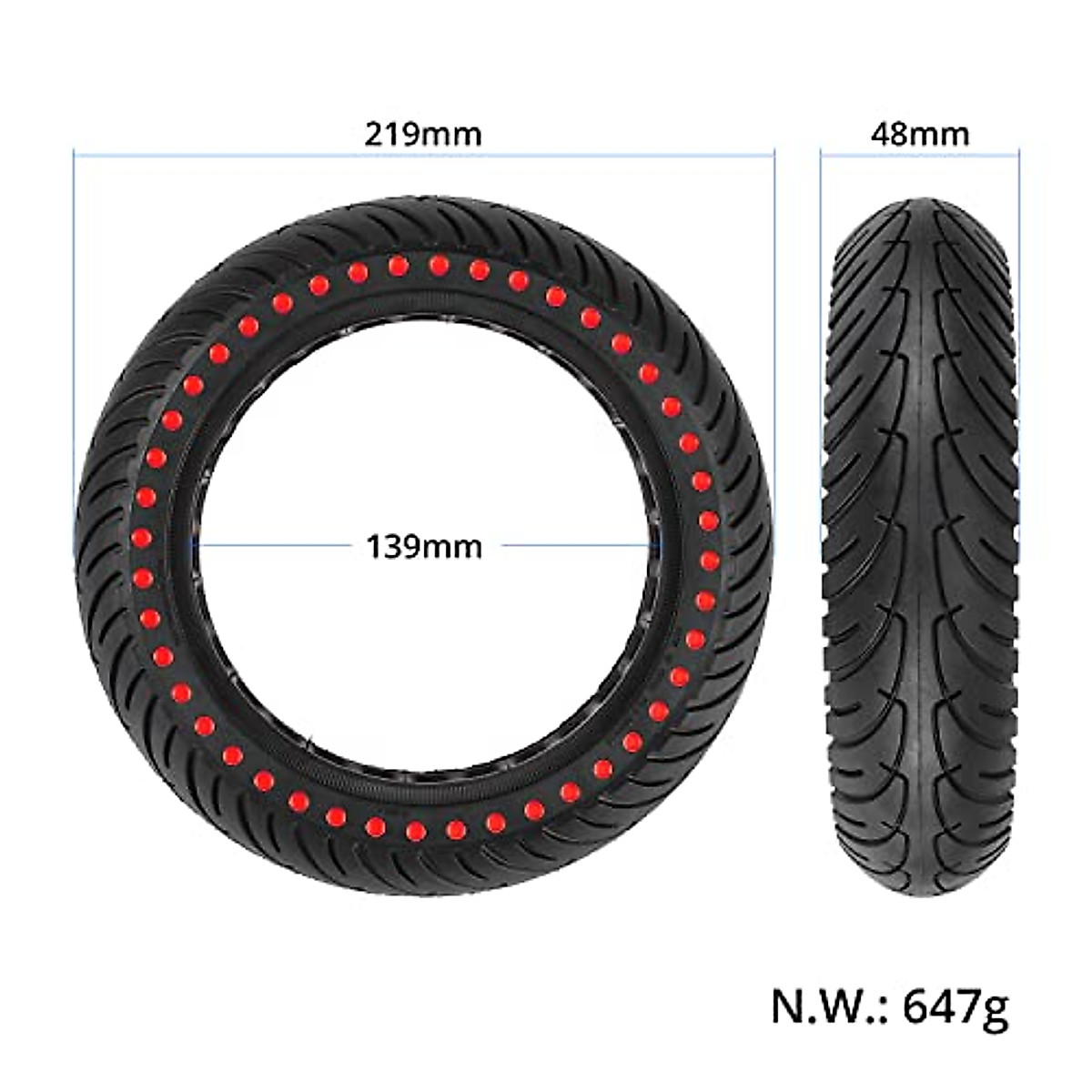YBang Scooter Honeycomb Solid Tire 8 1/2 × 2 Rubber Tire 8.5 Inch Tubeless Tire for Xiaomi Mi 3/1S/M365/PRO/PRO2 for Gotrax Gxl V2/XR Electric Scooter (2 PCs, Red)