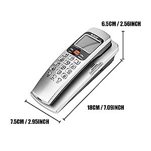 Wisoqu Corded Phone, FSK/DTMF Caller ID Telephone Wall-Mounted Fixed Corded Phone Desk Put Landline Fashion Extension Telephone for Home (Silver)