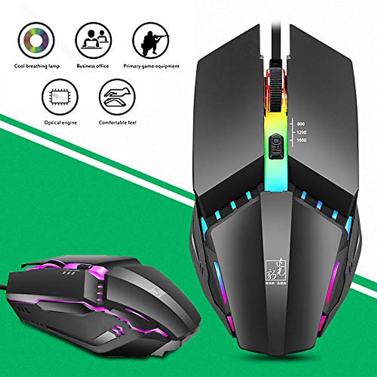 Akin K3 USB Wired Gaming Mouse Notebook Gaming Mouse 7-color RGB RGB Chroma Backlit Competitive Mouse Ergonomic 7 Button Programmable Mouse