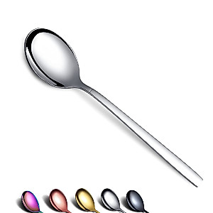 Berglander Dinner Spoon of 6, Stainless Steel Soup Spoons Silverware, Shiny Modern Soup Spoon Table Spoon Set Dishwasher Safe
