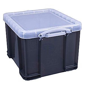 Really Useful Box 35 Litre Plastic Storage Box Transparent Smoke