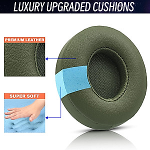 GIGRIN Replacement Ear pads for Beats Solo 3 Wireless Headphones & Beats Solo2 Headphones, Soft Protein Leather, Increase thickness (Turf Green)
