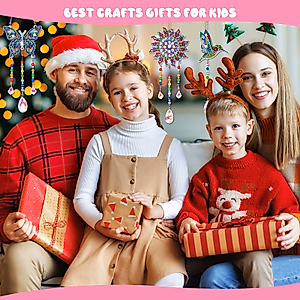 Crafts for Kids Ages 8-12, Birthday Gifts Presents for 6 7 8 9 10 11 Year Old Girls Diamond Painting Kits for Girl Toys Age 5-11 Teen Adults Wind Chimes Crystal Window Suncatcher for Home Garden Decor