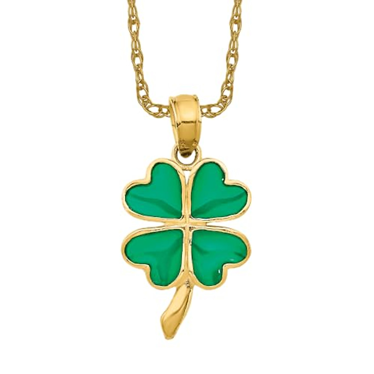 IceCarats 14K Yellow Gold 4 Leaf Lucky Clover Shamrock Flower Necklace Heart Claddagh Celtic Charm Pendant Irish Jewelry 20mm x 10mm Only