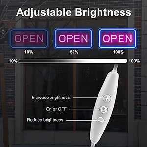 VEIOPGAB Neon Open Signs for Business, 16''x 9'' LED Open Sign, Super Bright Open Neon Sign (Blue&Pink), with ON/OFF Switch & Adapter, Neon Light Up Sign for Window Party Wall Bars Coffee Club Hotel