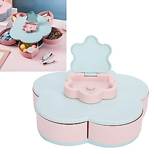 plplaaoo Flower Shaped Dried Fruit Plate,Rotating Snack Storage Box with 5 Compartments, Nut Serving Platter, Removable Snacks Candy Storage Tray for Dried Fruits, French Fries, Nuts