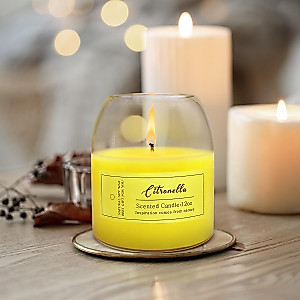 Citronella Candle for Outdoor or Indoor, Glass Jar Candle with Ball Cork Lid, 12oz Lemongrass Candles with Natural Essential Oils & Soy Wax, Smokeless, Non-Toxic