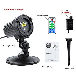 MHAZDZE Outdoor Laser Christmas Projector Lights 18 Pattern Decorative Laser Projector for Home and Garden