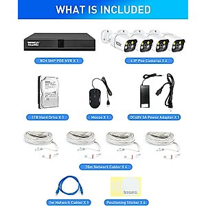 NOAHTEC 4MP PoE Security Camera System, 4Pcs CCTV Security Cameras System 2K IP Home Security Cameras with 8CH 8MP 4K NVR &Hard Drive 1TB, Person VehicleDetection, Two-Way Audio, 100ft Night Vision