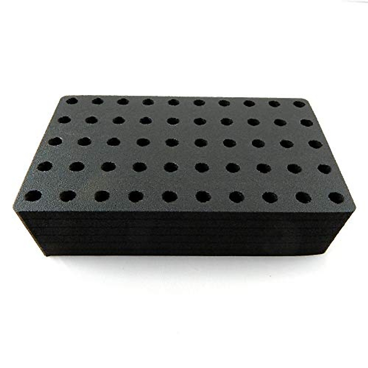 Polar Whale Test Tube Rack Black Foam Storage Rack Organizer Stand Transport Holds 50 Tubes Fits up to 10mm Diameter