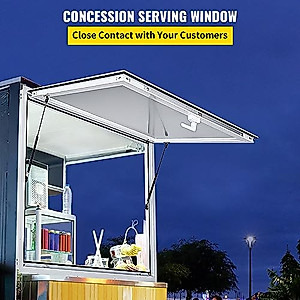 VEVOR Concession Window 64 x 40 Inch, Concession Stand Serving Window Door with Double-Point Fork Lock, Concession Awning Door Up to 85 Degrees for Food Trucks, Glass Not Included