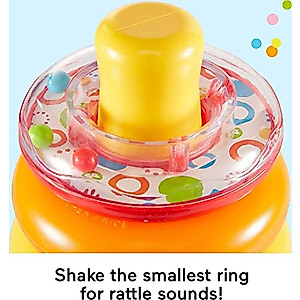 Fisher-Price Baby Stacking Toy Rock-A-Stack, Roly-Poly Base With 5 Colorful Rings For Ages 6+ Months