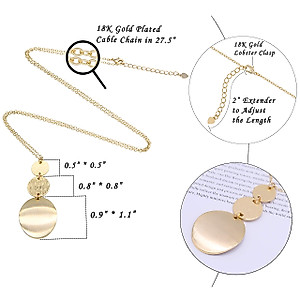 PERNNLA PEARL Long Disc Pendant Necklace Adjustable 18K Gold Plated Sweater Chain Necklace Handmade Multi-Layer Pendant Y-style Jewelry for Women