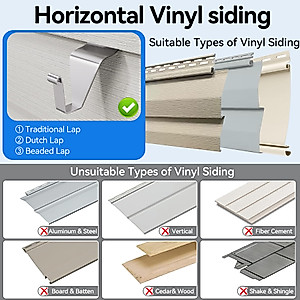 Amuille 20 Pack Vinyl Siding Hooks, No Hole Siding Hanging Hangers, Heavy-Duty Stainless Steel Vinyl Siding Hanger, Reusable Siding Clips for Hanging Holiday Decorations, Plaques, String Light