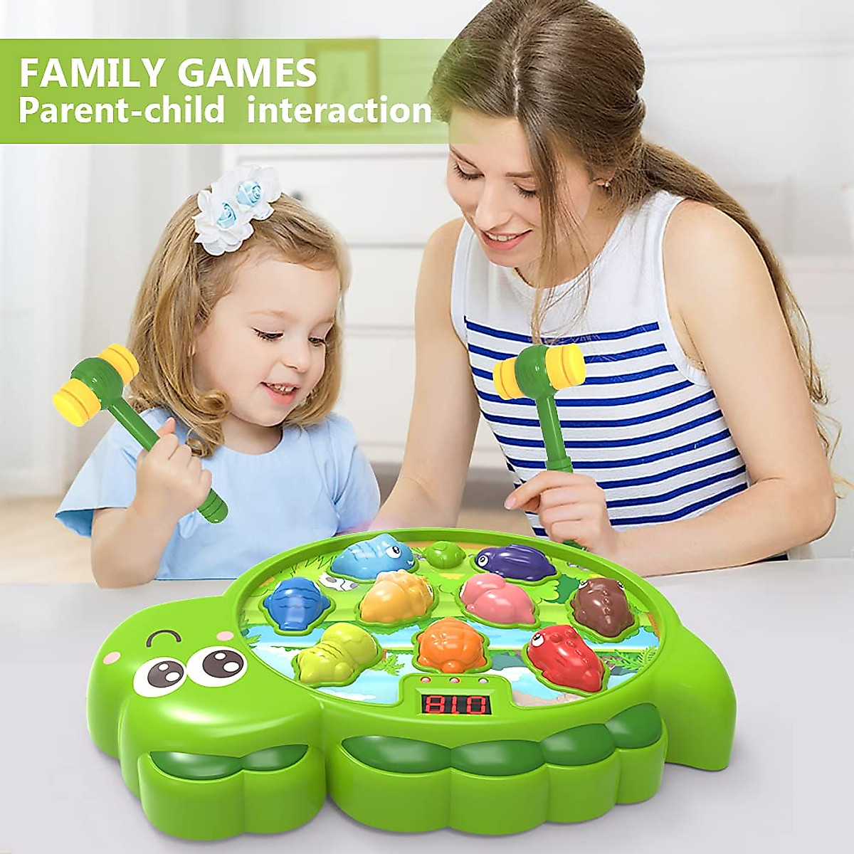 NETNEW Whack A Mole/Dinosaur Game Toys for 2 3 4 5 6 7 8 Years Old Boy Toddler Toys 3 Modes, 30 Levels each Music and Light up Age 2-8 Early Learning Active Developmental Toy Birthday Gift for Toddler