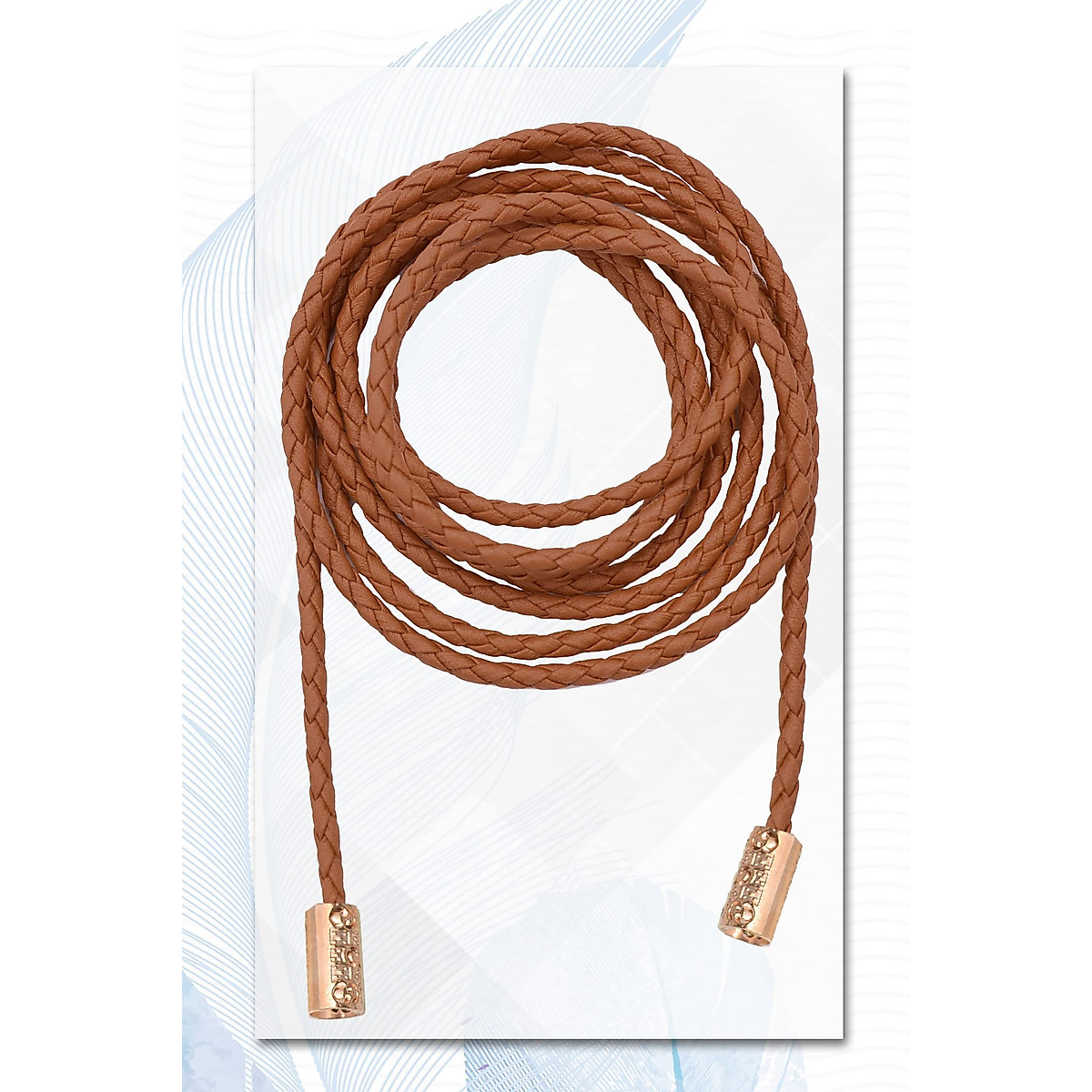 TeeYee Women PU Leather Knitted Waist String Belt/Rope/Chain Long Boho Wrap Skinny Belt (one size, tan)