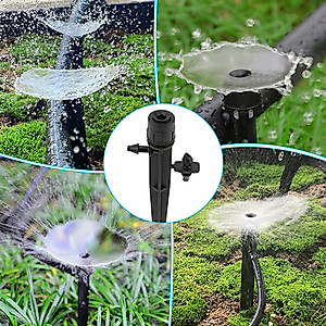 LINGSFIRE 200 PCS Water Irrigation Drippers for 4/7mm Drip Tubing 360 Degree Full Circle Scattering Adjustable Micro Flow Drip Stakes Emitter with Dripping Barbed Connector