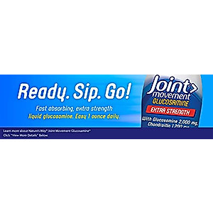 Glucosamine Chondroitin MSM - Natures Way Wellesse Joint Movement Liquid Dietary Joint Supplements Women Men - Hip Knee Back Arthritis with Hyaulic Acid Gluten - Move Free 33.8 oz (2)