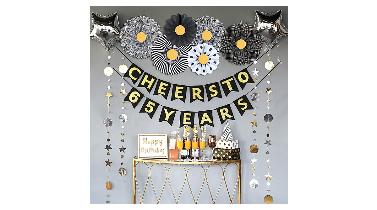 Celebrate 65th Birthday with Elegant Gold & Black Decorations