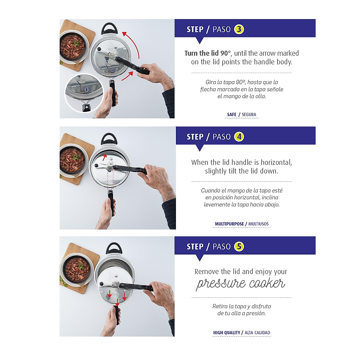 Universal 6.3 Quart / 6 Liter Pressure Cooker, 7 Servings, Pressure Canner With Multiple Safety Systems and Heat Resistant Handles For Can, Soup, Meat, Beans