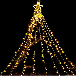 Joiedomi 335 LED Christmas Star Lights Outdoor, 11.5Ft 8 Lighting Modes Waterfall Lights with Topper Star for Christmas Tree, Home Party Wedding Garden Yard Patio Xmas Outdoor Décor(Warm White)