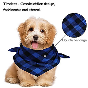 2 Pack Cotton Bandanas Handkerchiefs Scarfs Triangle Bibs - Outdoor Dog Scarf Washable Cotton Checkered Pet Bandanas for Small Medium Large Dogs (Red & Blue)