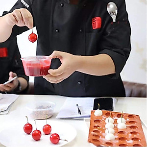 BUSOHA 24 Cavities Semicircle Silicone Molds - Mini Semi Sphere Round Dome Fondant Mold, Bomb Teacake Baking Pan for Cake Decoration, Chocolate Candy Gummy Mousse Jelly Pudding Ice Cube Tray, Set of 2