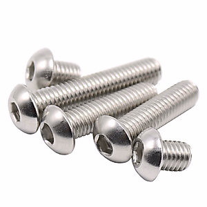 M2 Button Head Hex Socket Screws,Full Thread,Stainless Steel,100 Piece (M2 x 10 mm)