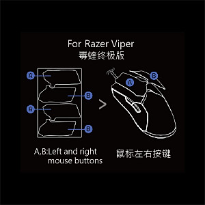 Mouse Anti-Slip Grip Tape, Grips Stickers for Razer Viper/Viper Ultimate Gaming Mouse, Elastics Refined Side Grips Sweat Resistant Pads/Anti Sweat Paste, Cut to Fit Black