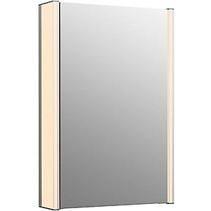 KOHLER K-81144-SLE-DA1 Maxstow Medicine Cabinet with LED Light, Mirror Door & Staggered Shelves, Rectangular Frame, 17" x 24"