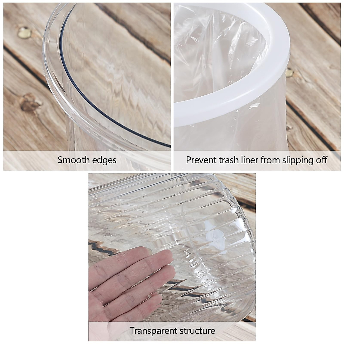 Bringer 2.6 Gallon Acrylic Clear Round Small Wastebasket for Bathroom, Bedroom, Kitchen, 4 Pack Plastic Small Trash Can