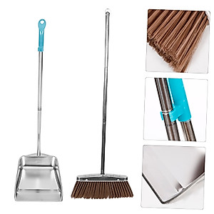 CONGARTENO 1 Set Stainless Steel Trash Shovel Litter Shovel Cleaning Dustpan Dog Waste Trash Can Lobby Dustpan Longs Handle Dustpan Broom and Pan Brooms Household Cleaning Supplies Silver