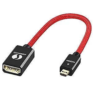 ANNNWZZD Micro HDMI to HDMI Adapter, HDMI Female to Micro Male Cable Support 1080P 3D 4K for Go pro Hero and Other Action Camera