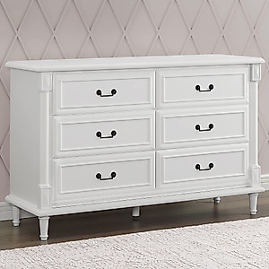 Delta Children Simmons Kids Juliette 6 Drawer Dresser with Changing Top, Greenguard Gold Certified, Bianca White