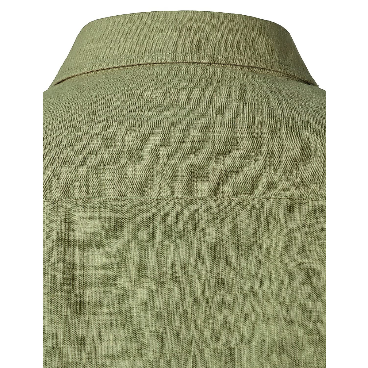 ZEROYAA Men's Fitted Cotton Linen Casual Short Sleeve Button Up Shirts Lightweight Beach Tops with Pocket ZLSC34-Avocado Green Medium