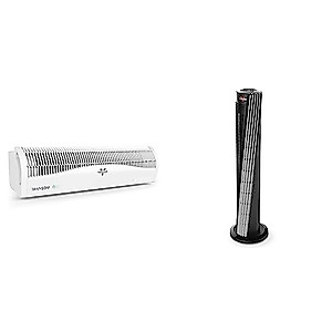 Vornado TRANSOM AE Window Fan Compatible with Alexa, 4 Speeds, Reversible Exhaust Mode, Weather Resistant Case, Whole Room,White & 184 Whole Room Air Circulator Tower Fan, 41", 184-41", Black