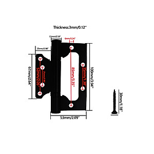 Non-Mortise Door Hinges,TTZEZE SUS304 Door Hinges,Mute Smooth Interior Door Hinges,Brushed Gatehouse Door Hinges,Black, Thickness:3mm/0.12'' - 6 Pack