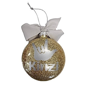 Personalized ASL Christmas Ornament - I love you sign American Sign Language for Deaf or Interpreter - Great gift for her or white elephant gift exchange