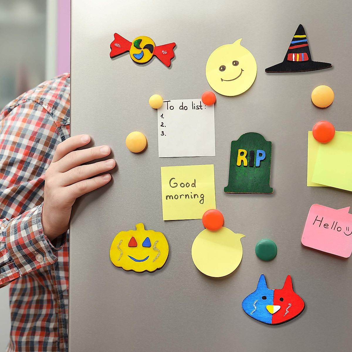 JOYIN Halloween Craft Kid Wooden Magnet Creativity Arts & Crafts Painting Kit, Decorate Your Own for Kids Paint Gift, DIY Halloween Painting Craft Family, Trick or Treat Stuffers