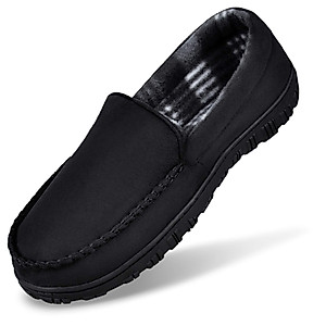 MIXIN Slippers for Men House Shoes Moccasin with Comfortable Memory Foam Indoor Outdoor black 11